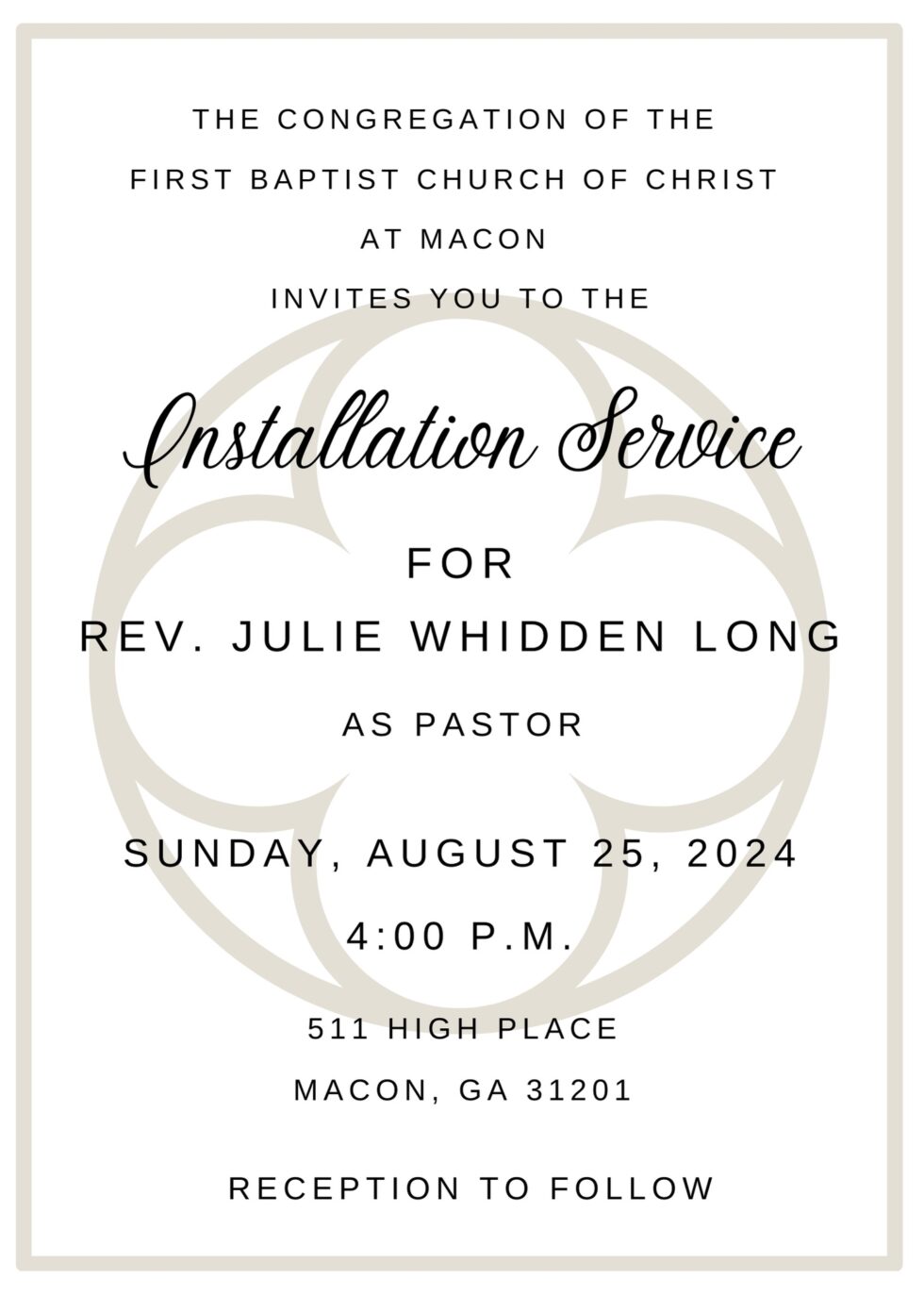 Installation Service for Rev. Julie Whidden Long | First Baptist Church ...